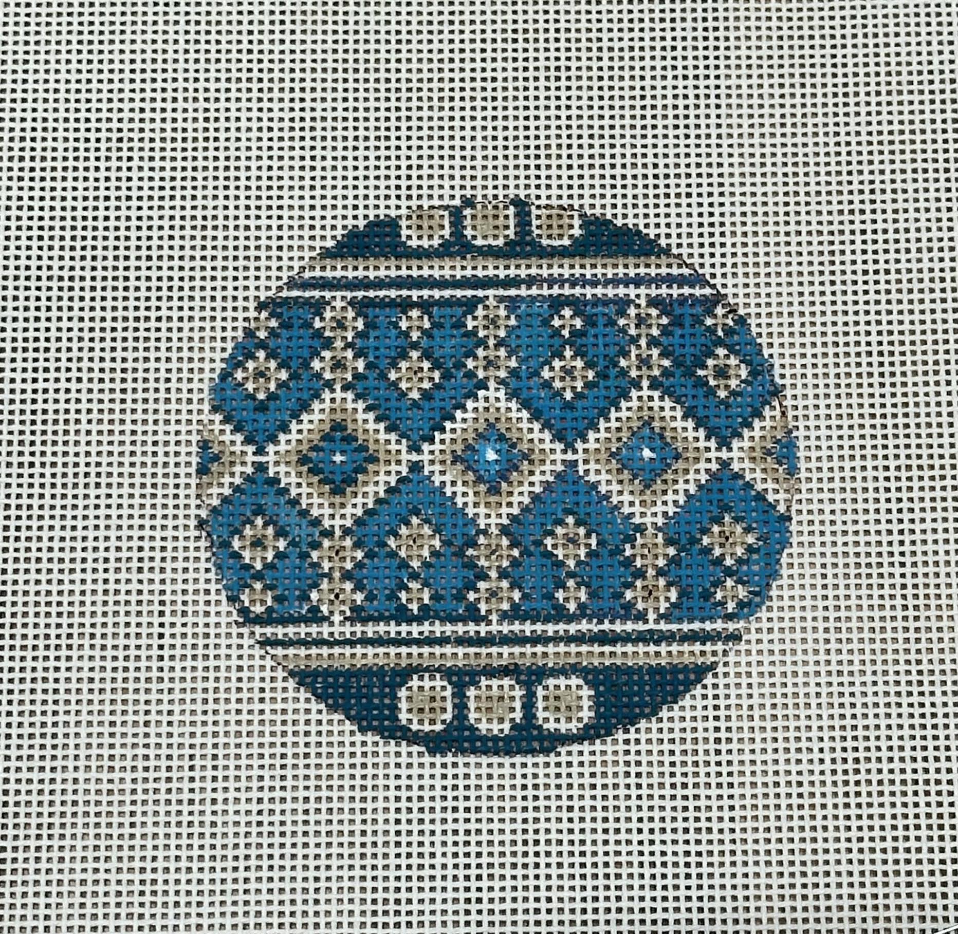 TEW Aqua Geometric Round 4" 13 mesh – Stitch by Stitch