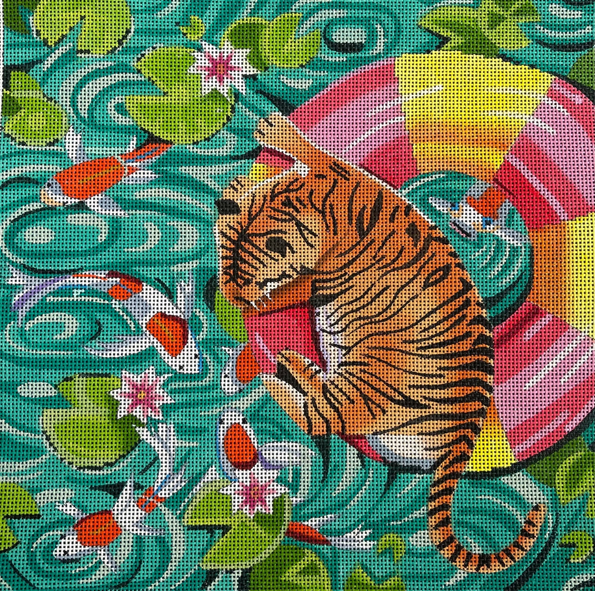 Colors of Praise AN380 Tiger watching Koi – Stitch by Stitch