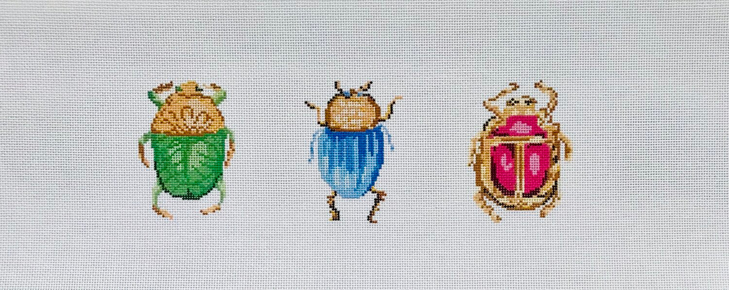 Plum Stitchery DG-3B-1 Scarab Trio 1 – Stitch by Stitch