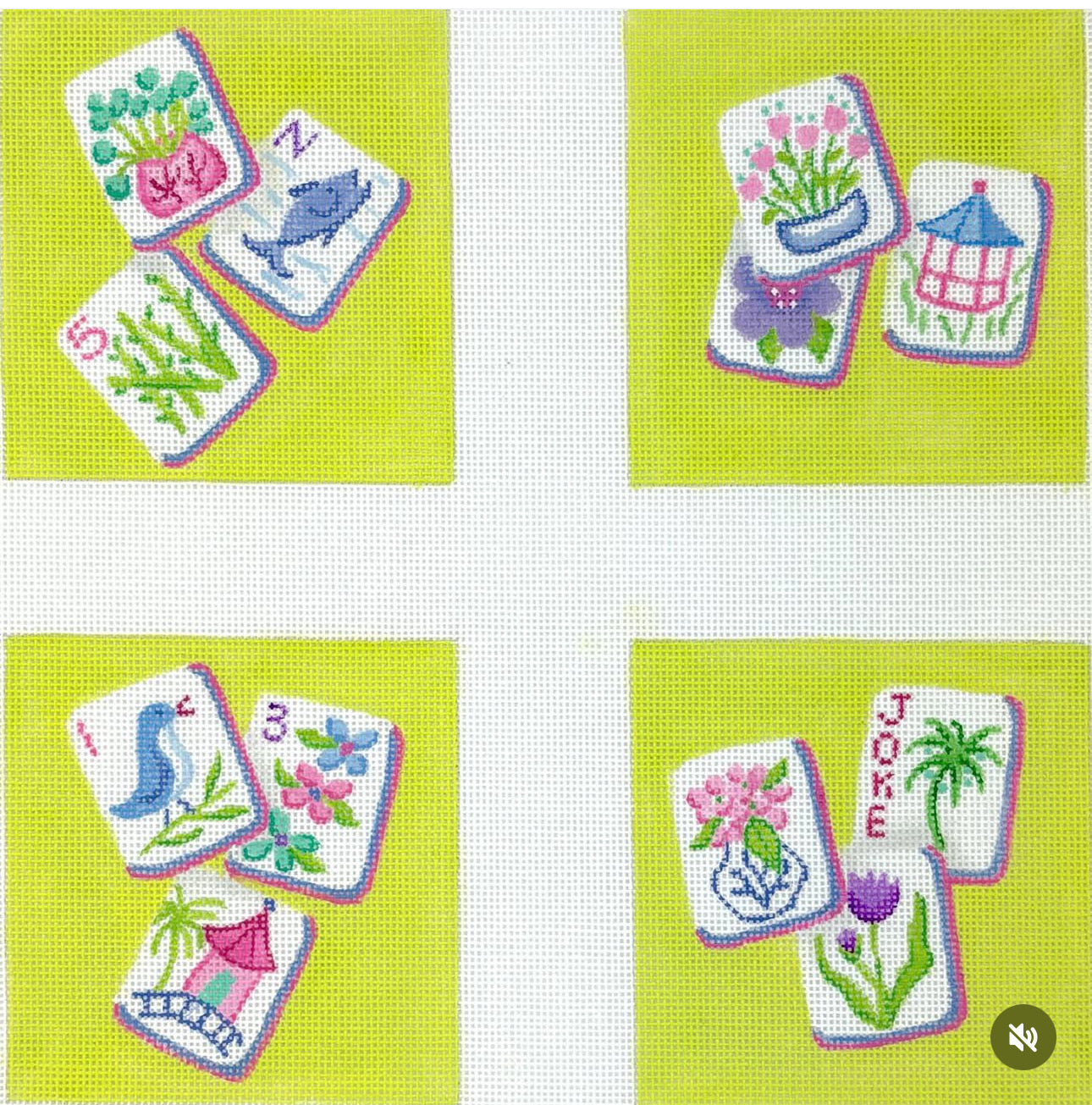 Kate Dickerson CO4-63 Set of 4 Coasters - Mahjong Tiles Chinoiserie Th ...
