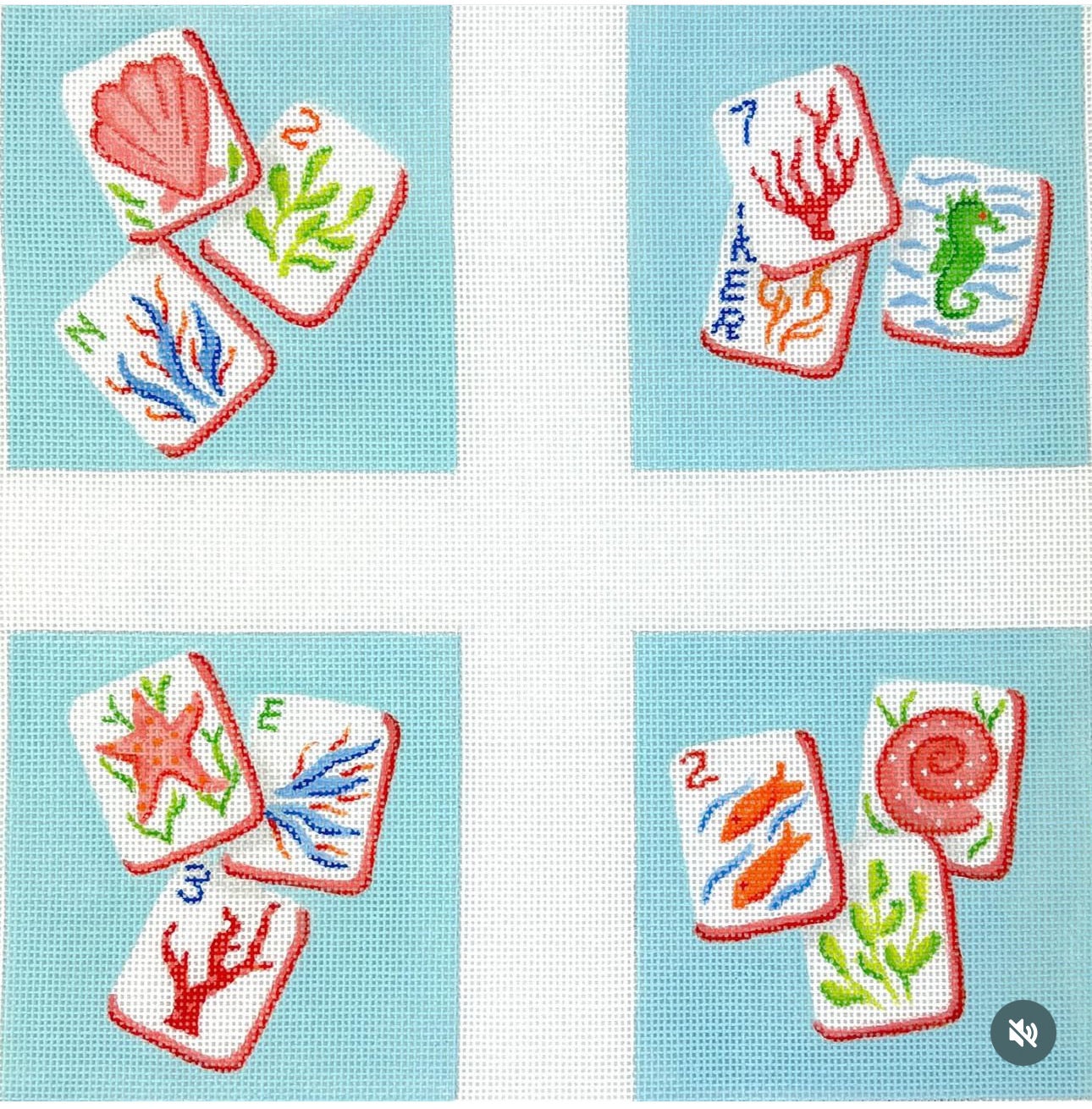 Kate Dickerson CO4-64 Set of 4 Coasters - Mahjong Tiles Coral Reef The ...