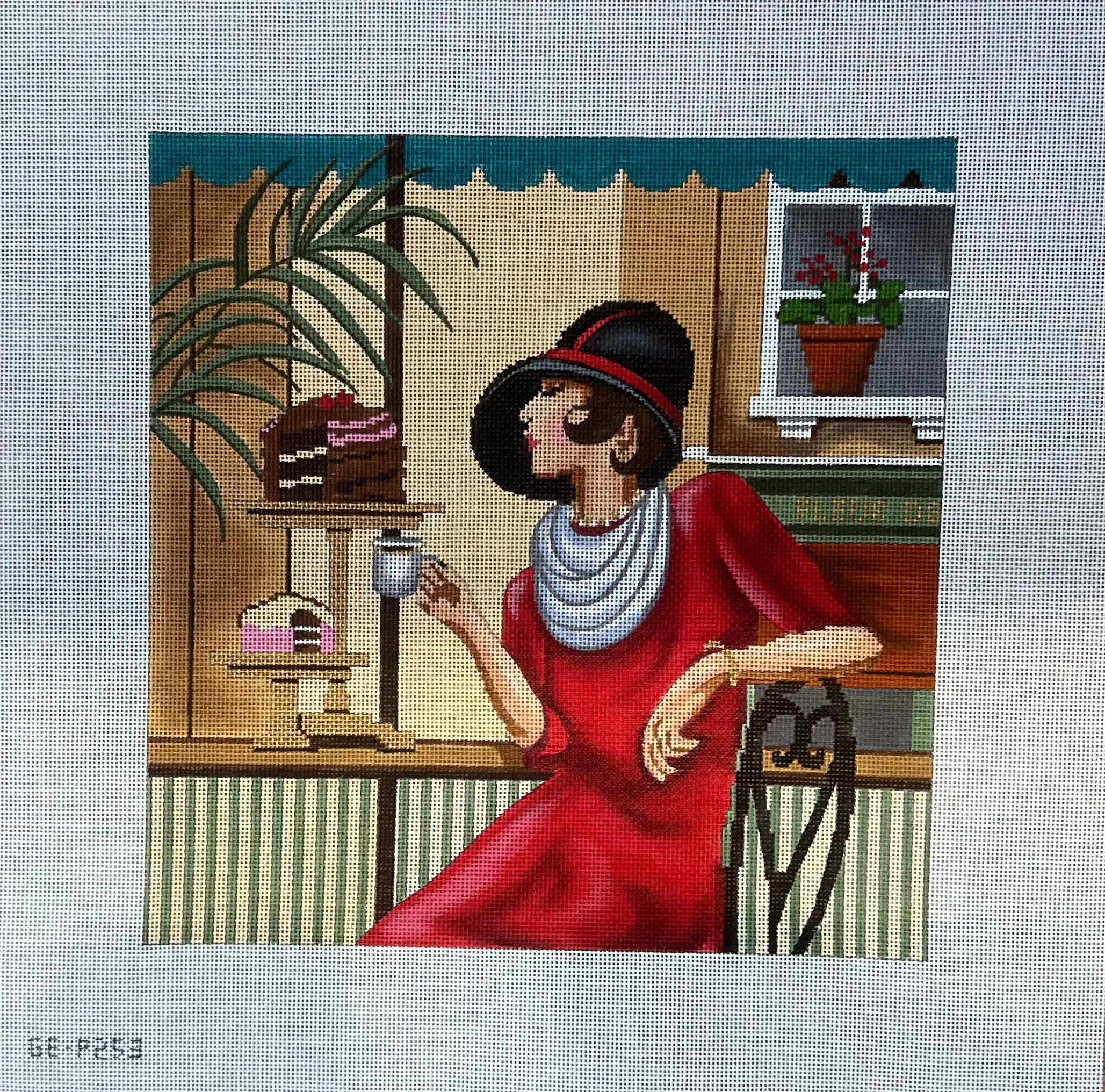 Gayla Elliott P253 Lady with Coffee – Stitch by Stitch