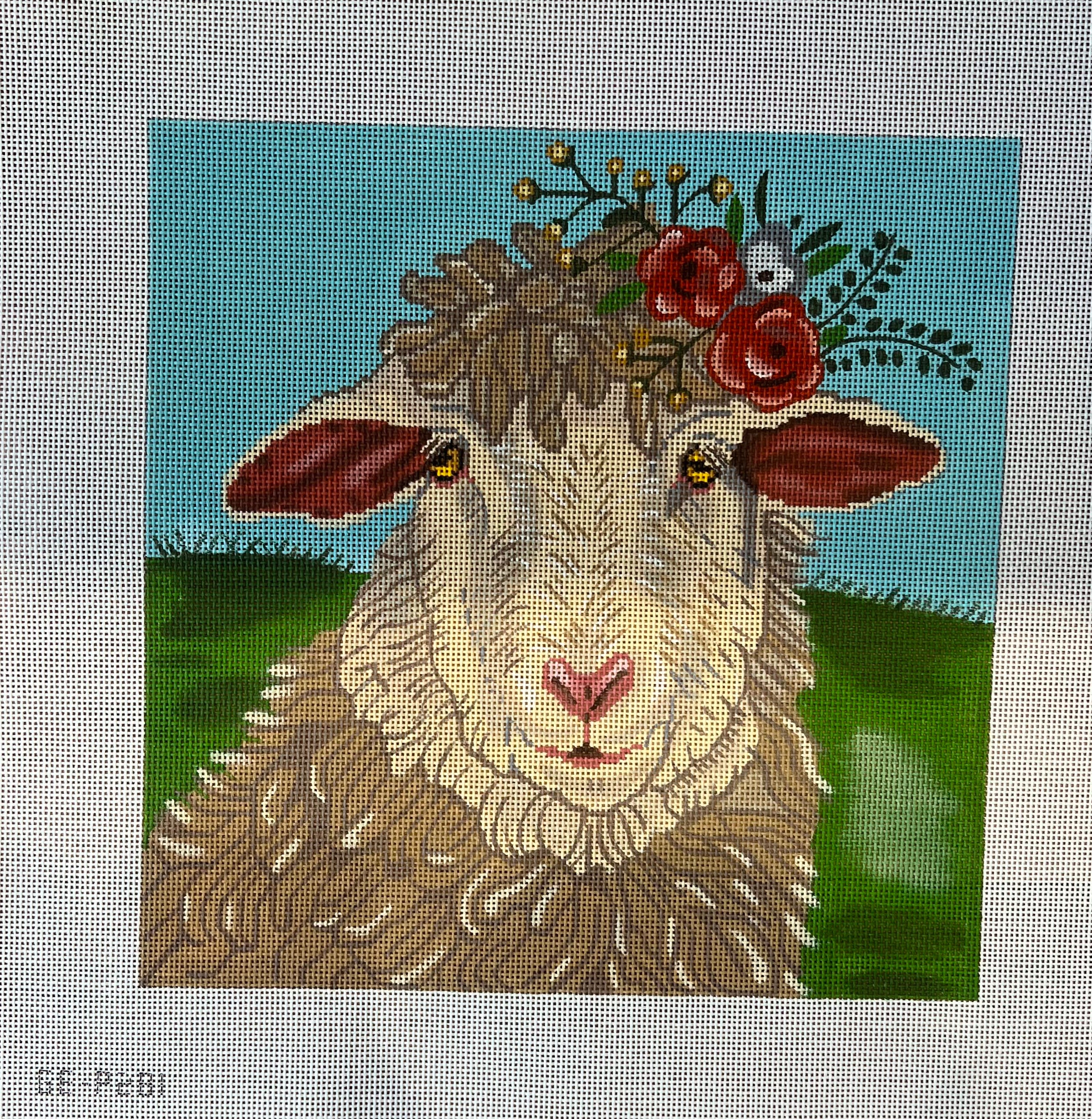 Gayla Elliott P281 Lamb with Flowers – Stitch by Stitch