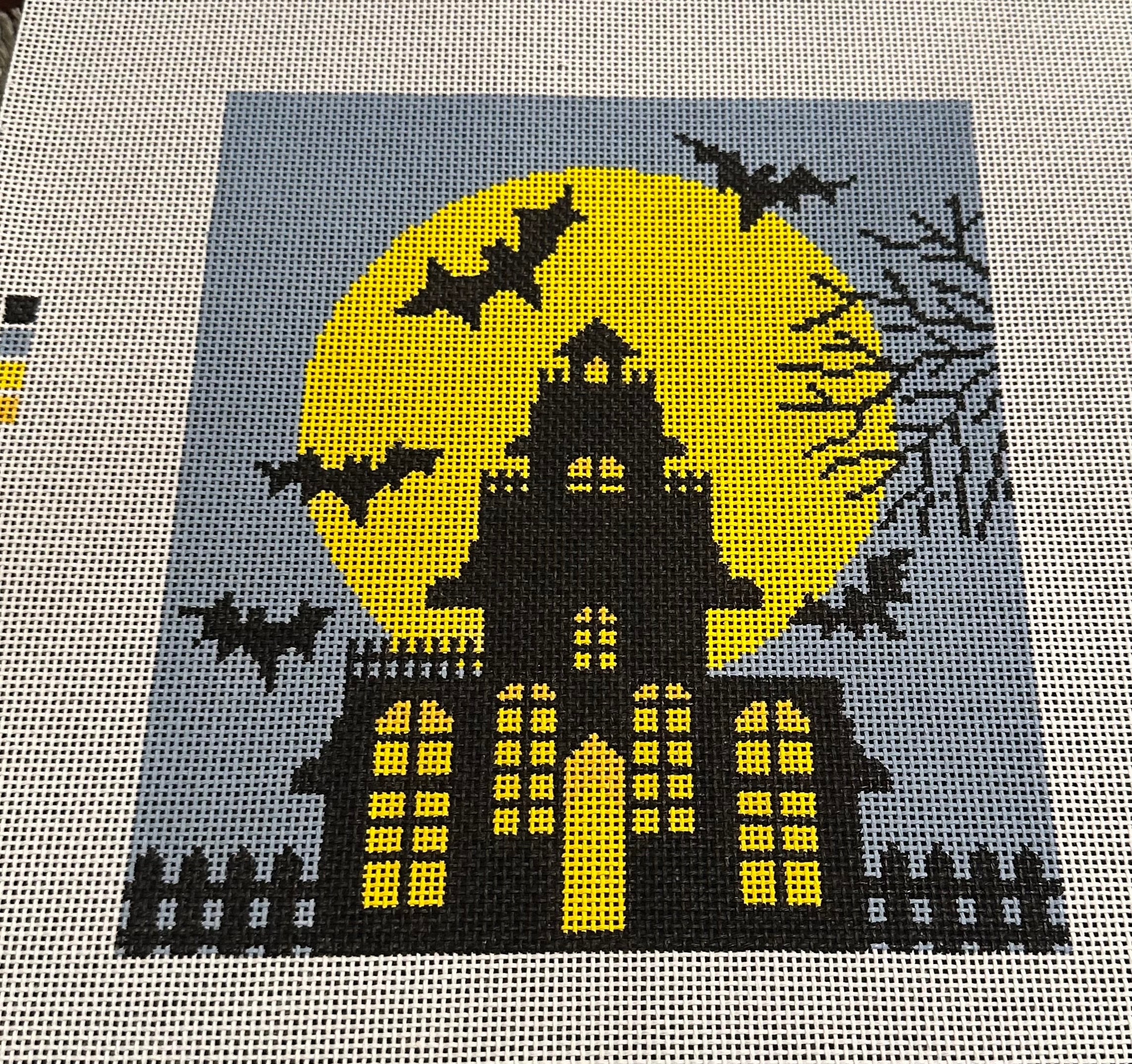 Shelly Tribbey Designs H75 Spooky House Silhouette 13 mesh – Stitch by ...