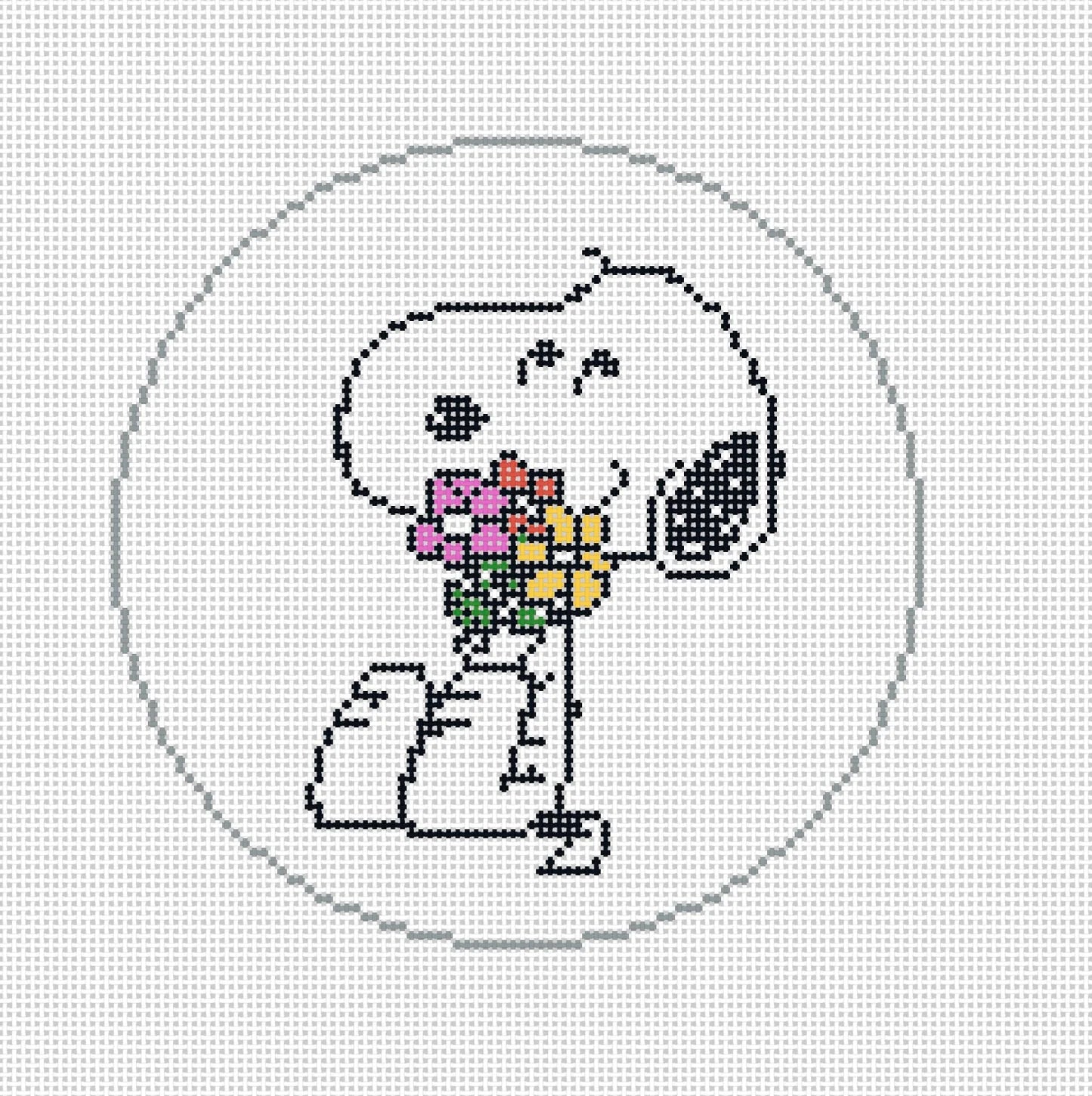 Officially Needlepoint PNTS-EV03 - Snoopy Hugging Flowers Canvas ...