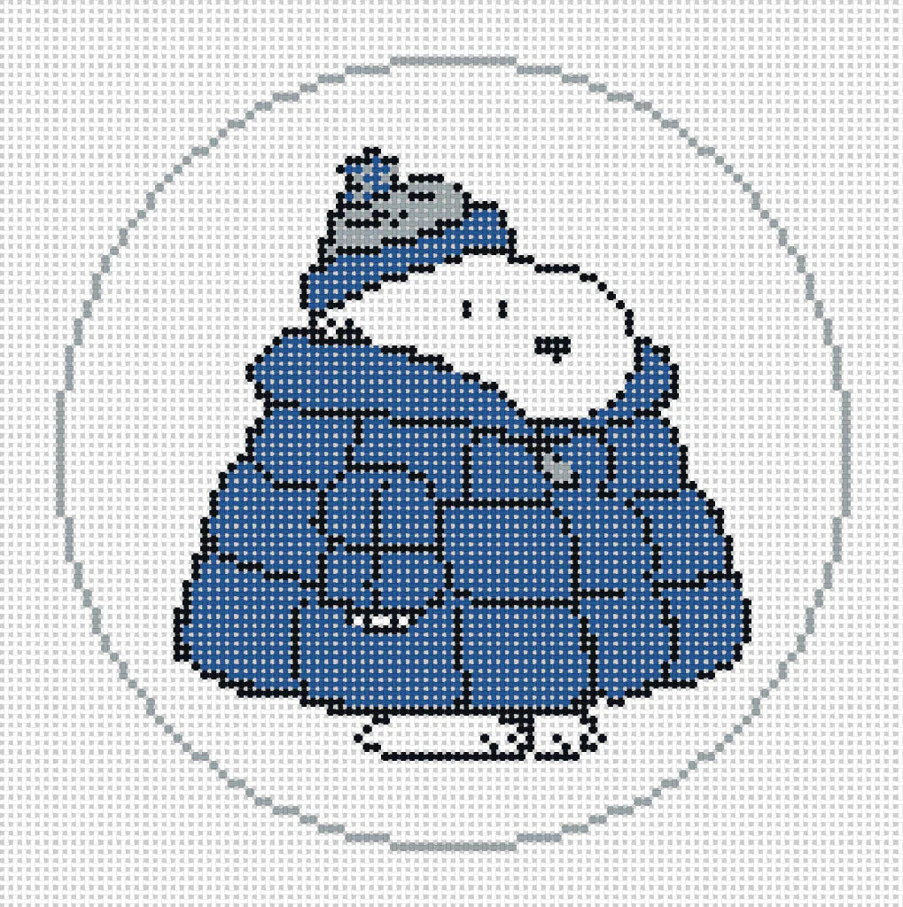 Officially Needlepoint PEANUTS Winter - Snoopy Puffer Coat Canvas - Bl ...