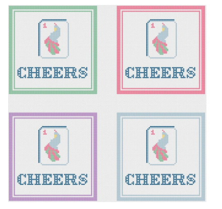 Boxwood Needlepoint Cheers Bird Bam Coasters – Stitch by Stitch