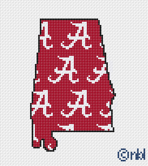 Needlepoint by Laura Alabama State Shape – Stitch by Stitch