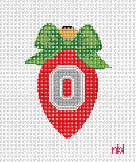 Needlepoint by Laura Ohio State Christmas Bow Light Bulb Green – Stitch ...