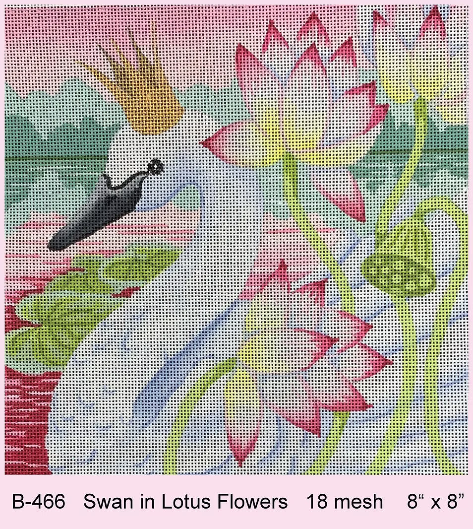 Brenda Stofft B-466 Swan in Lotus Flowers – Stitch by Stitch