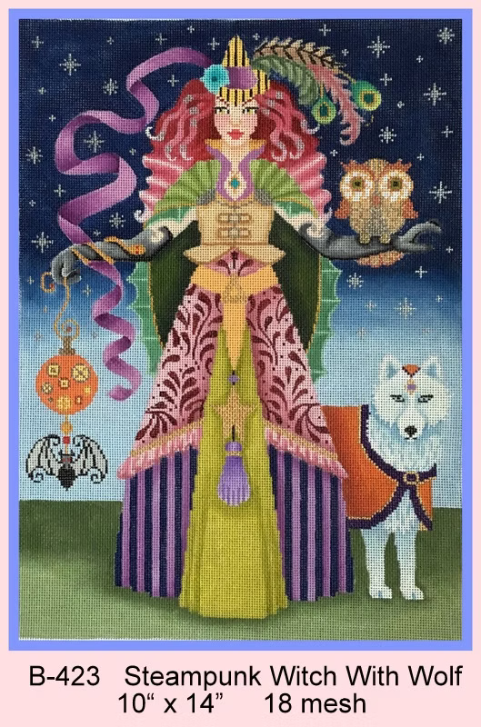 Brenda Stofft B-423 Steampunk Witch with Wolf – Stitch by Stitch