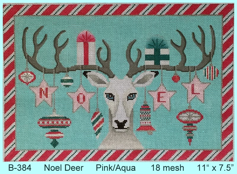 Brenda Stofft B-384 Noel Deer PInk Aqua – Stitch by Stitch