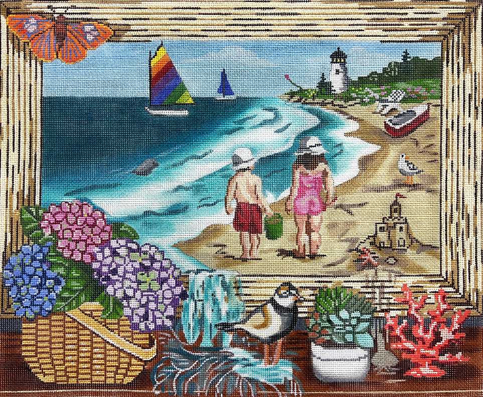 Gayla Elliott P389 Beach in a Frame – Stitch by Stitch