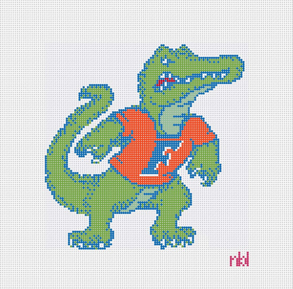 Needlepoint by Laura Florida Standing Gator Mascot 6 by 6 – Stitch by ...