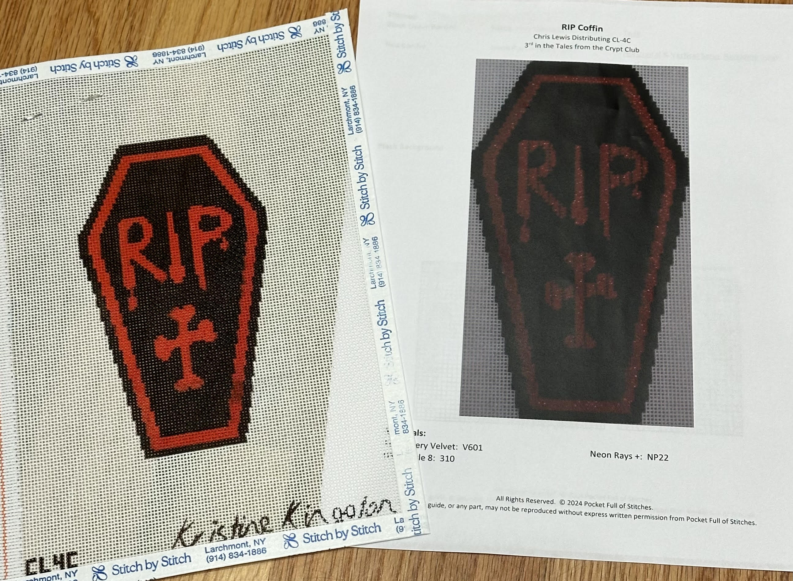 Chris Lewis CL4C Coffin RIP with Stitch Guide – Stitch by Stitch