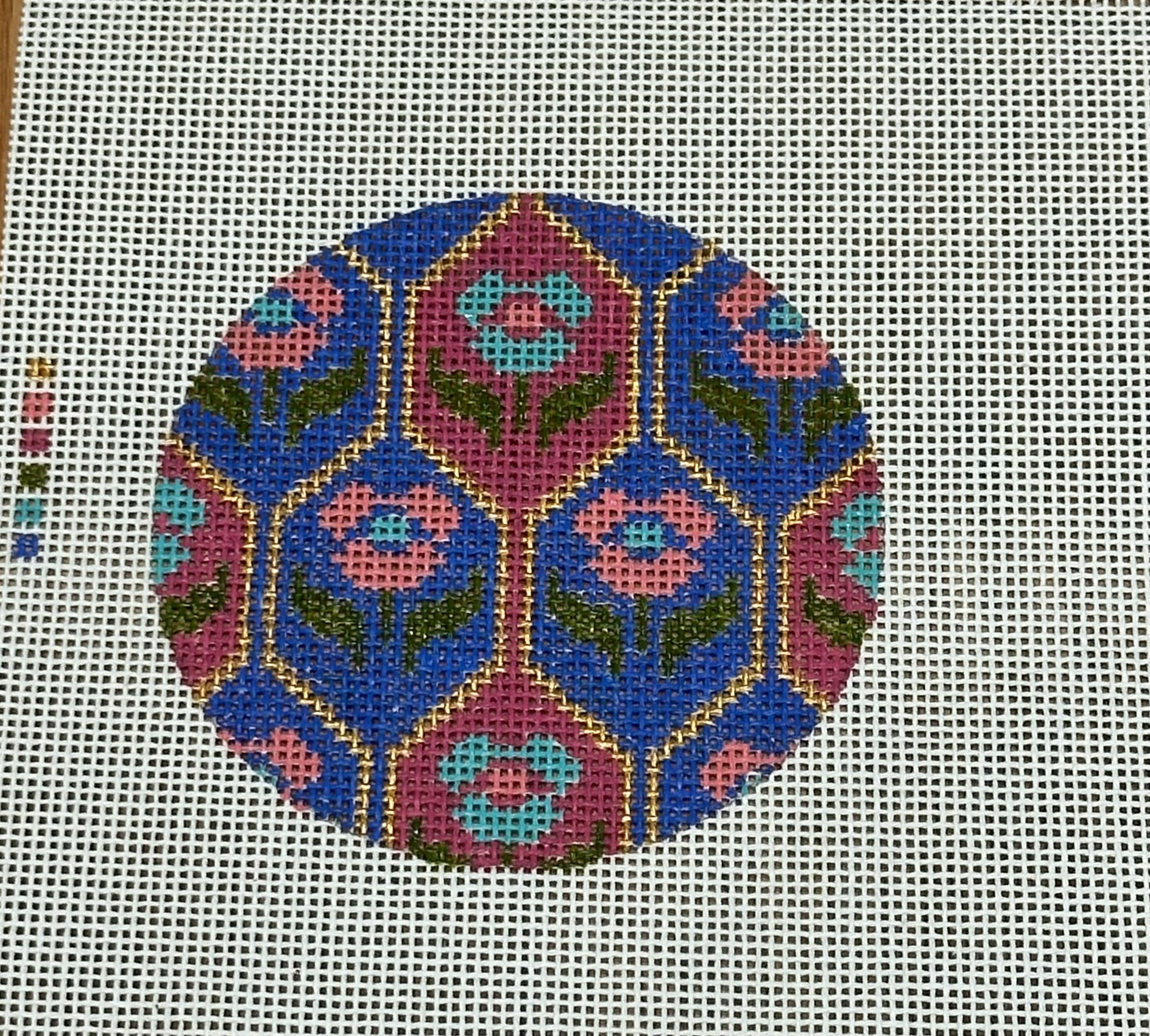 TEW 13 mesh Blue/Pink Floral 4" Round – Stitch by Stitch