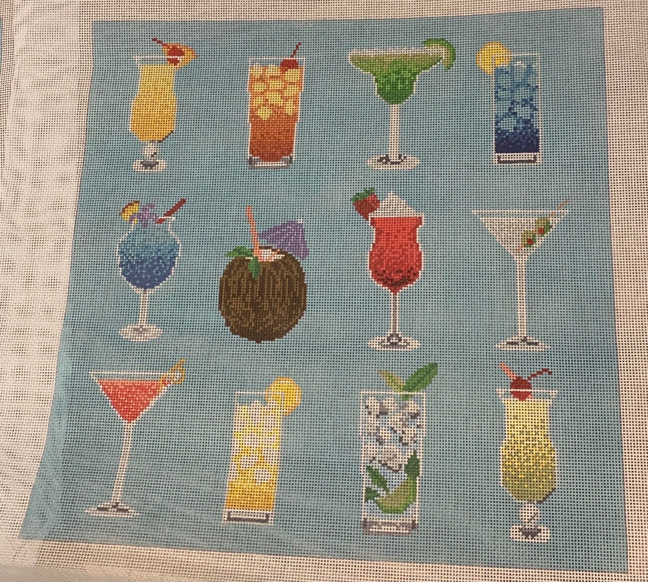 Needlepaint Handpainted Cocktails – Stitch by Stitch