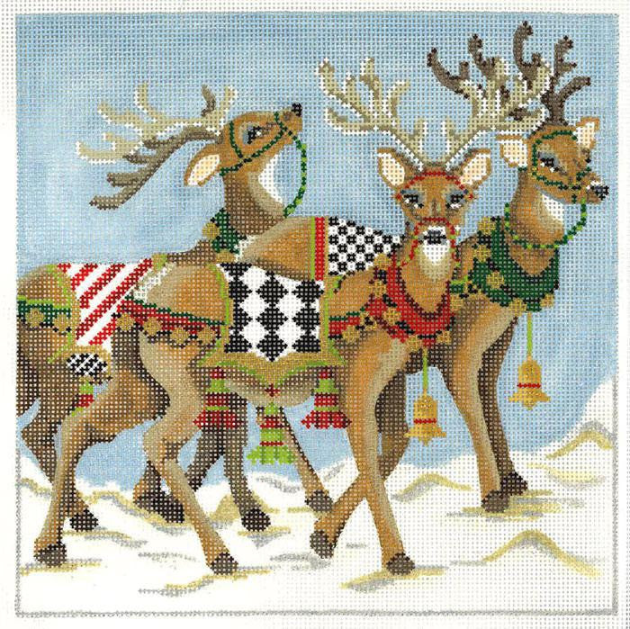 Kelly Clark KANP09-18 Prancing Reindeer – Stitch by Stitch