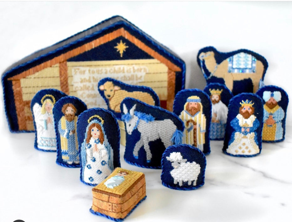 Patricia Sone Nativity in Blue and White with Stitch Guide – Stitch by ...