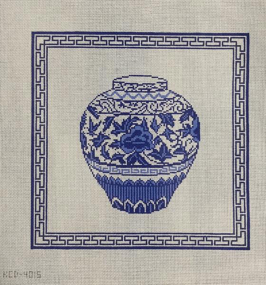 KCN KCD4015 Blue Urn with Border – Stitch by Stitch