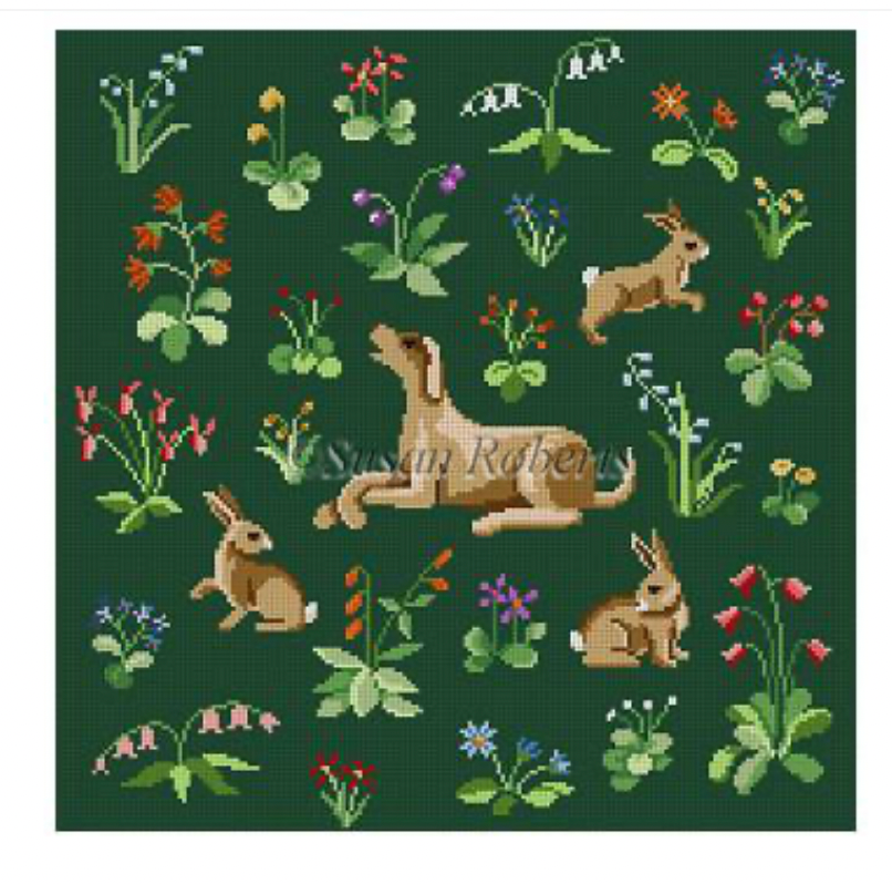Susan Roberts 1331 Cluny Rabbits and Hounds – Stitch by Stitch