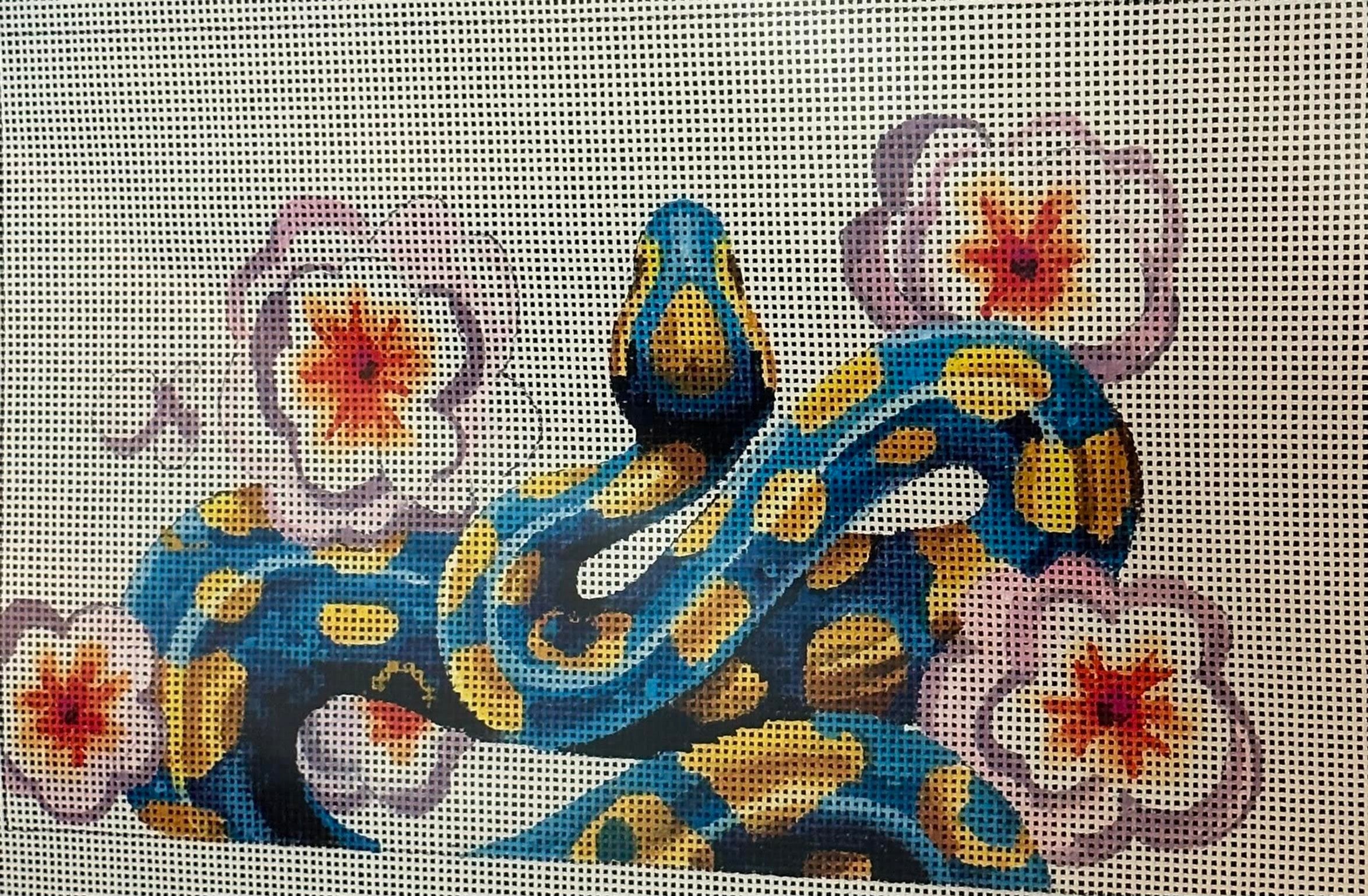 Colors of Praise CL038 blue snake w flowers – Stitch by Stitch