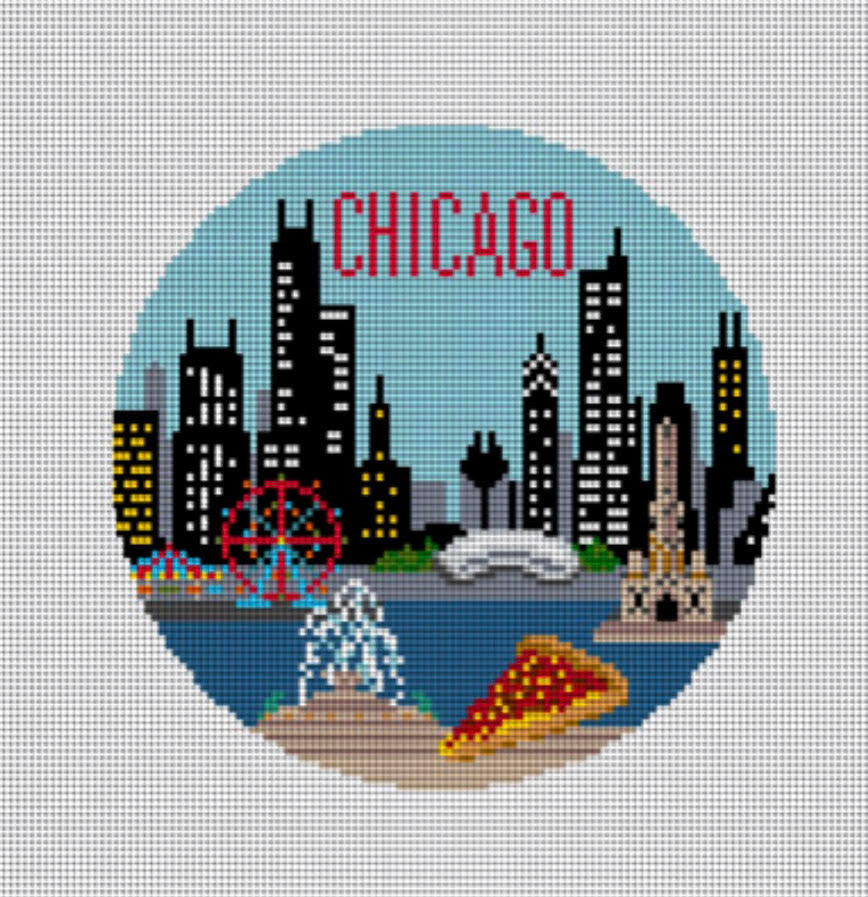 Needlepaint 5" Chicago Ornament – Stitch by Stitch
