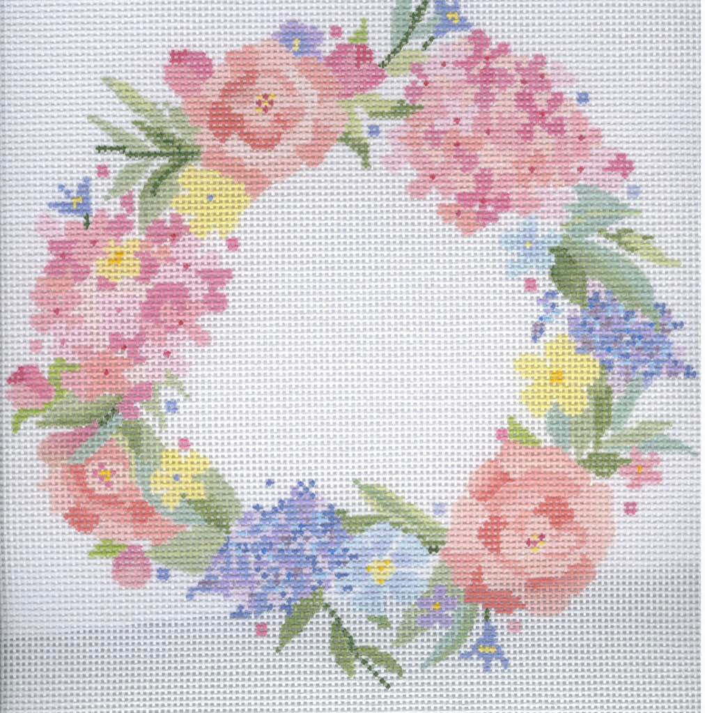 Blueberry Point Needlepoint 22-205 Floral Wreath – Stitch by Stitch
