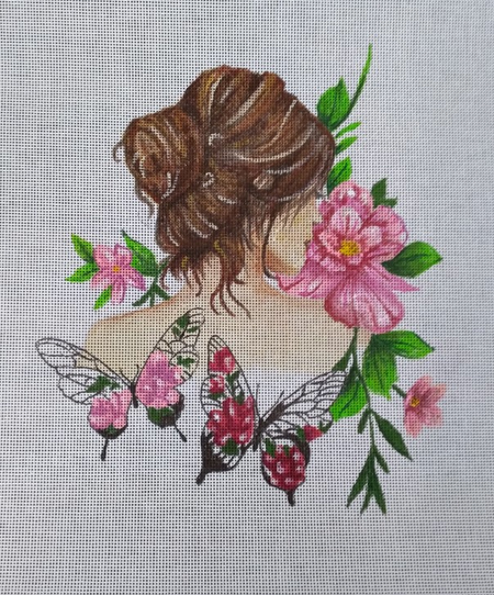 Oasis Needlepoint Girl with Butterfly – Stitch by Stitch