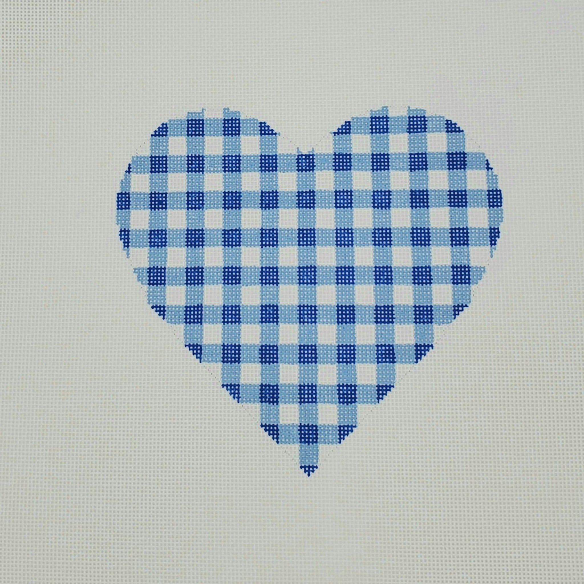 Silver Stitch Needlepoint Gingham Heart Large Blue – Stitch by Stitch