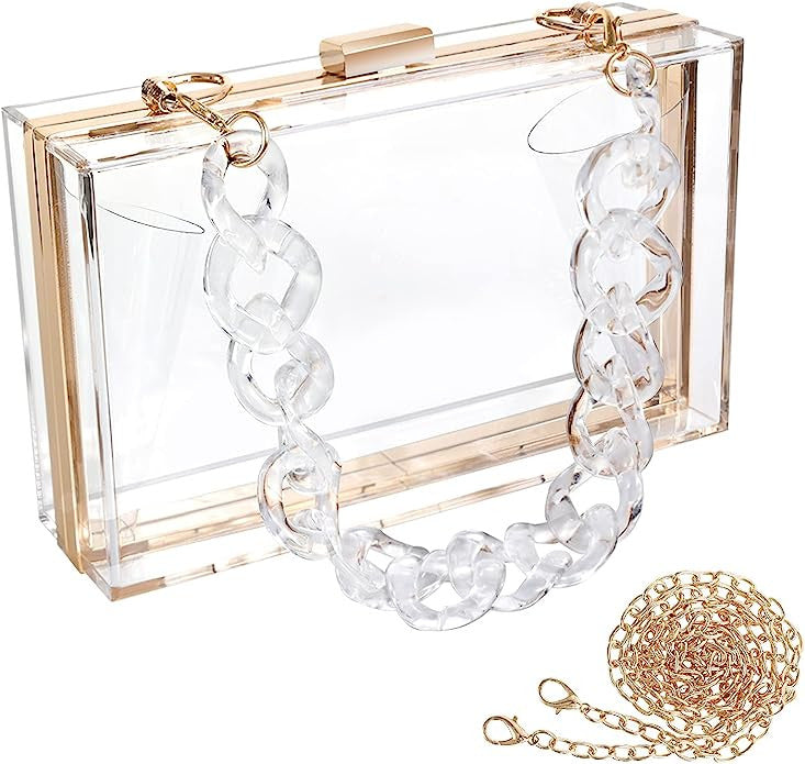 Acrylic Purse - Gold finish with Acrylic Strap – Stitch by Stitch