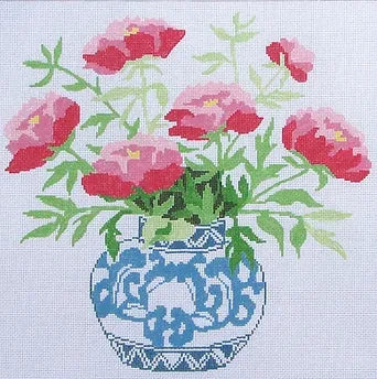 Jean Smith 9B Peonies in a Blue Bowl – Stitch by Stitch