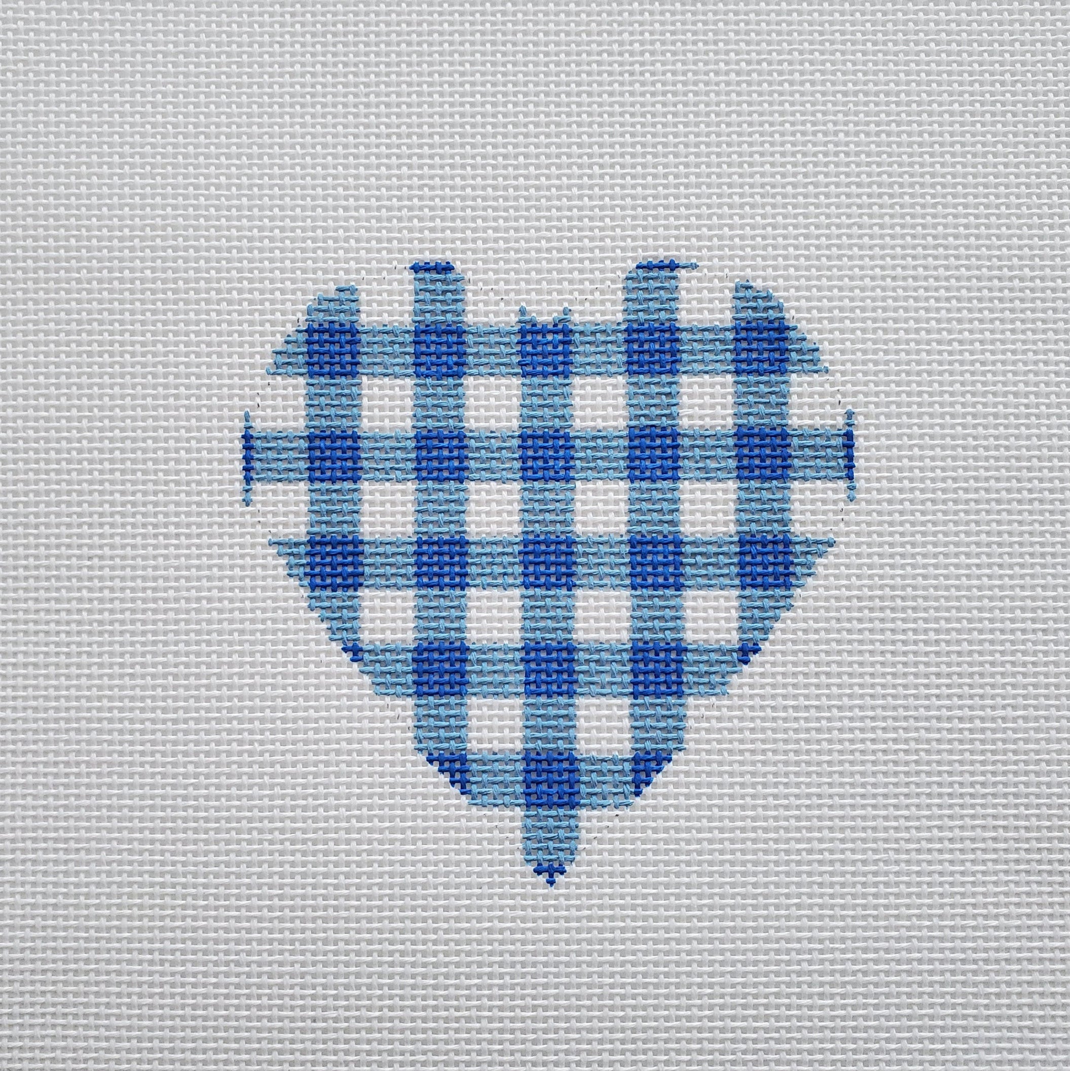 Silver Stitch Needlepoint Gingham Heart Small Blue – Stitch by Stitch